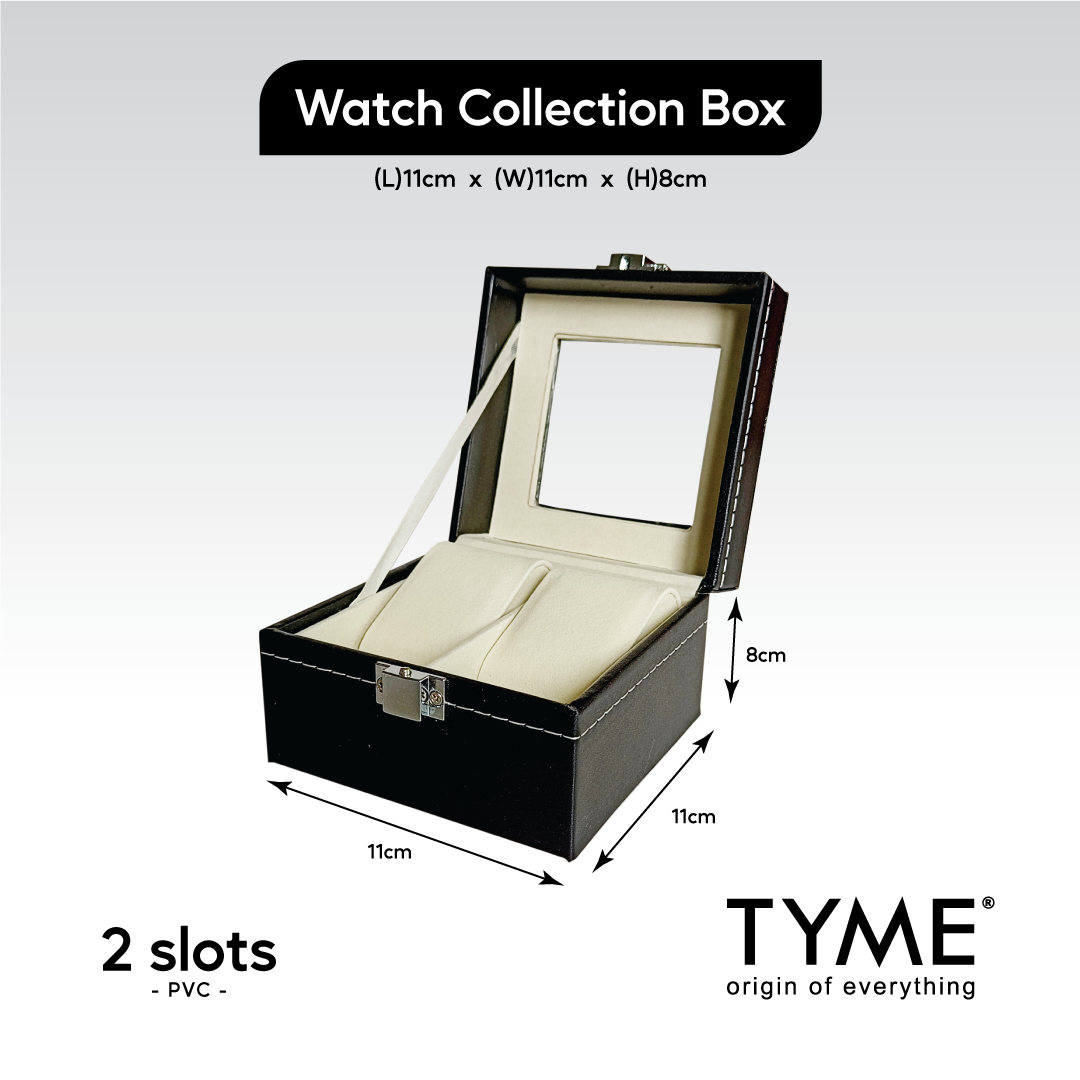 TYME Premium Watch Collection Box 2 Slot PVC Black – PublicWatch.com