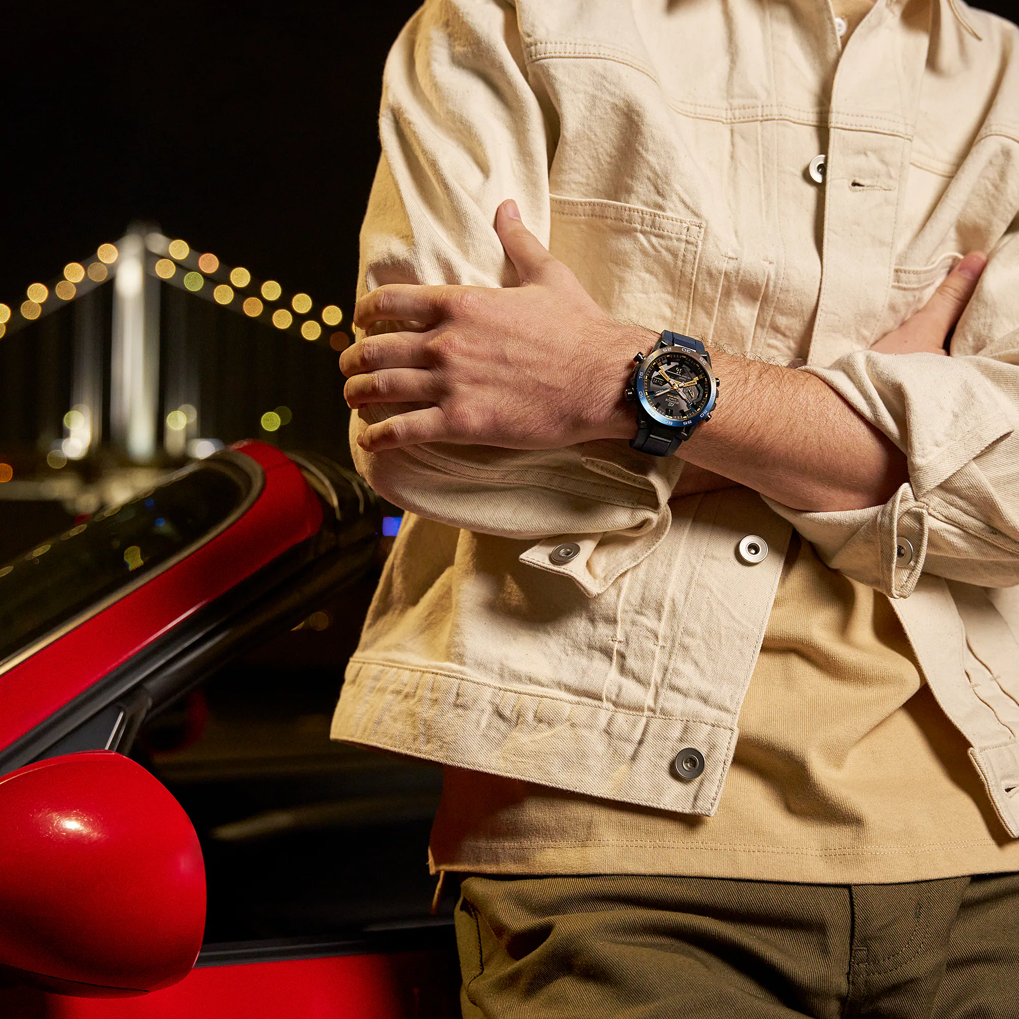 Casio Edifice ECB-2000NP-1ADF Nighttime Drive Series Sospensione Analo ...